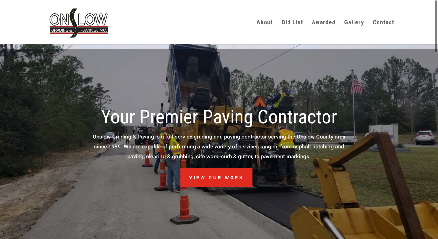 Onslow Grading & Paving Website - 17Blue Digital Agency