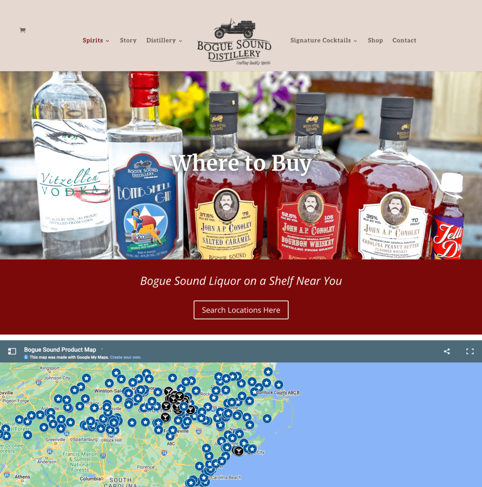 Bogue Sound Distillery Website - 17Blue Digital Agency